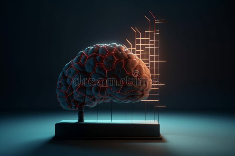 Brain and Chart Arrow Up for Sci or Education Concept Stock ...