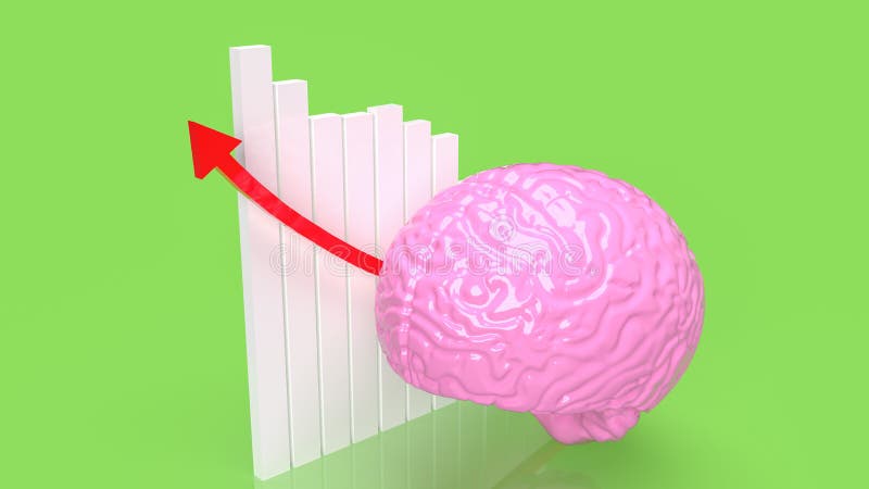 The Brain and Chart Arrow Up for Sci or Education Concept 3d Rendering ...
