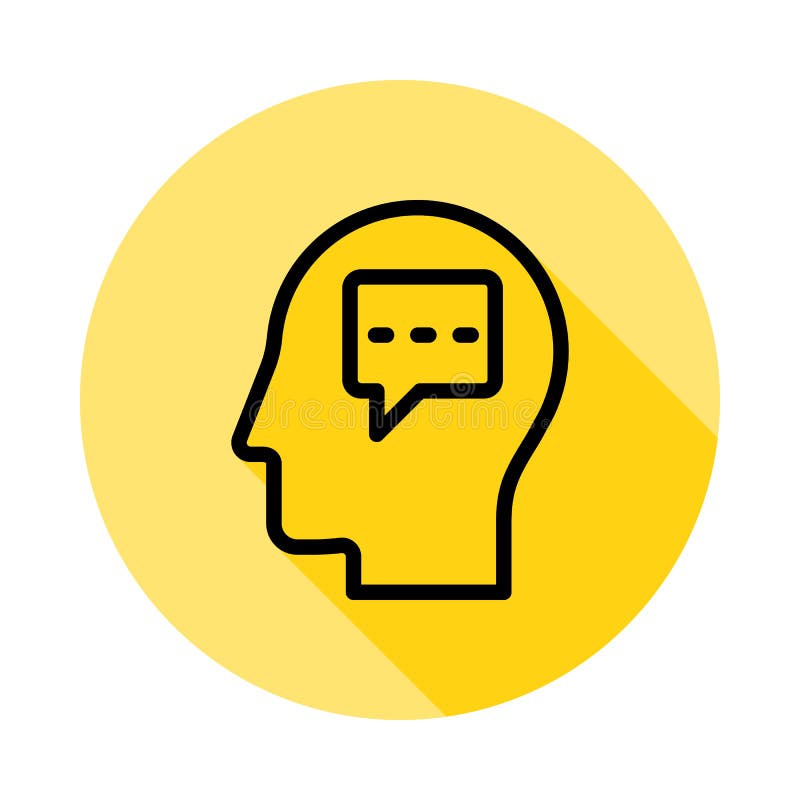 Brain, Chat, Bubble Icon Long Shadow Stock Illustration - Illustration ...