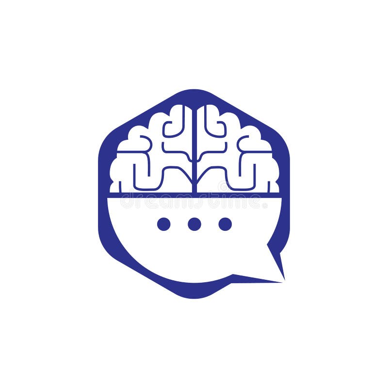 Brain Chat Vector Logo Design Template. Stock Vector - Illustration of ...