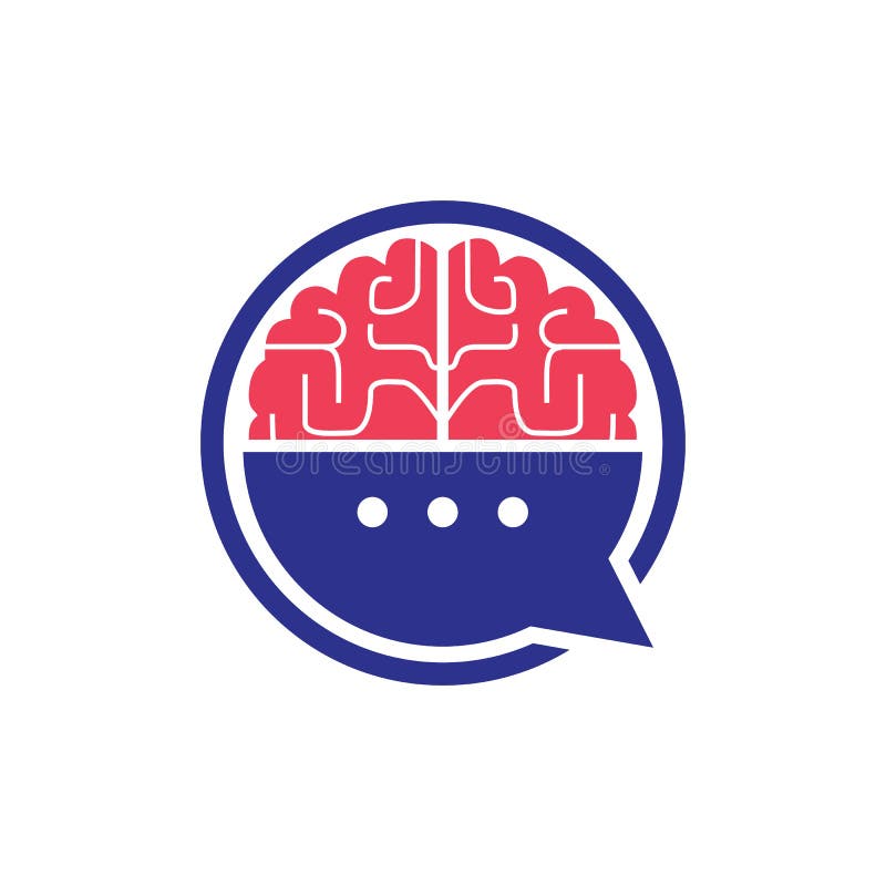 Brain Chat Vector Logo Design Template. Stock Vector - Illustration of ...