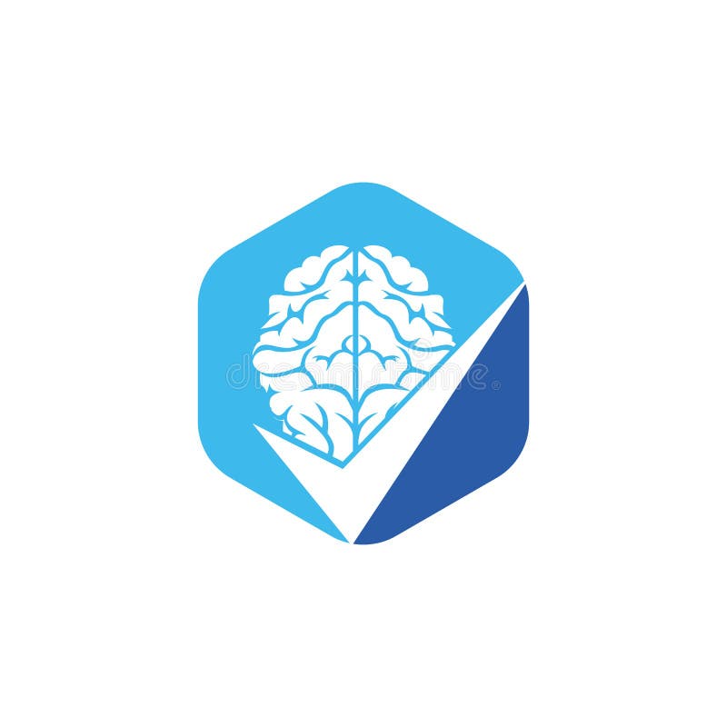 Brain Check Vector Logo Design Template. Stock Vector - Illustration of ...
