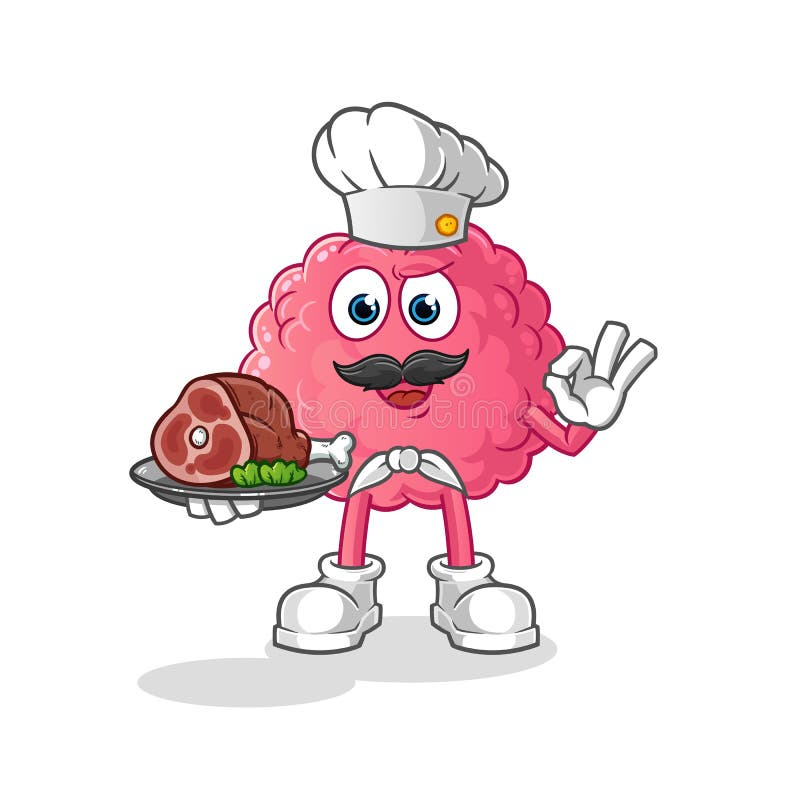 Brain Chef with Meat Mascot. Cartoon Vector Stock Illustration ...