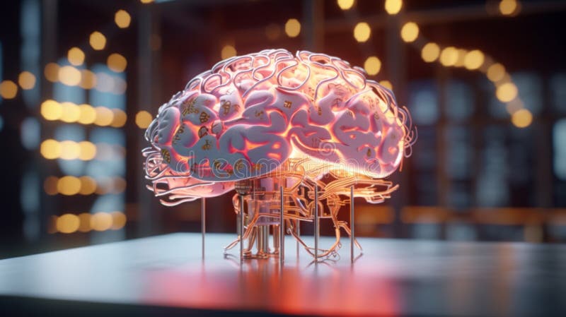 Brain Chip Concept Created with Ai Generative Tools Stock Illustration ...