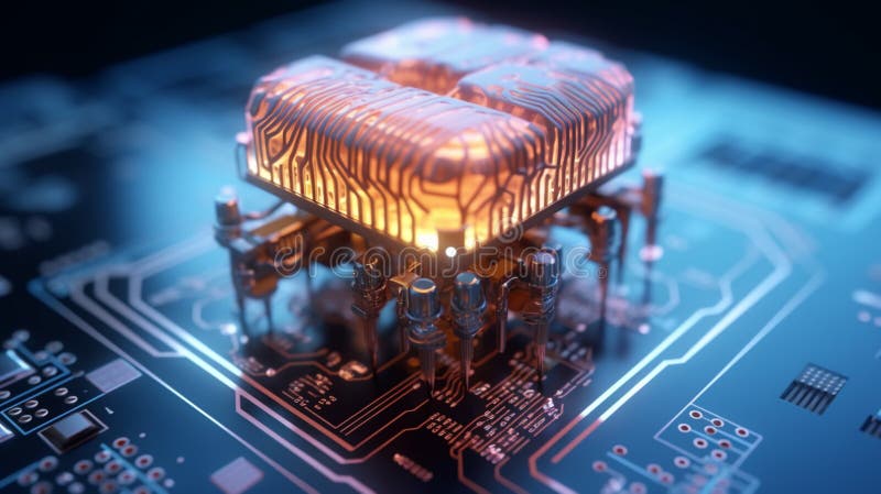 Brain Chip Concept Created with Ai Generative Tools Stock Illustration ...