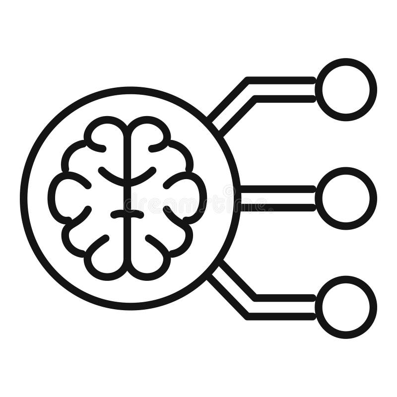Brain Chip Connecting To a Digital Network Icon Outline Style Stock ...