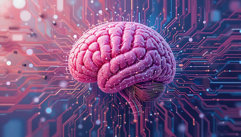 Brain and Circuit Board. Artificial Intelligence Brain. Neural Network ...