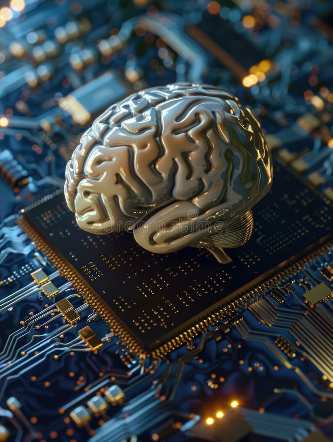 Brain on a circuit board stock photo. Image of intelligence - 371851988