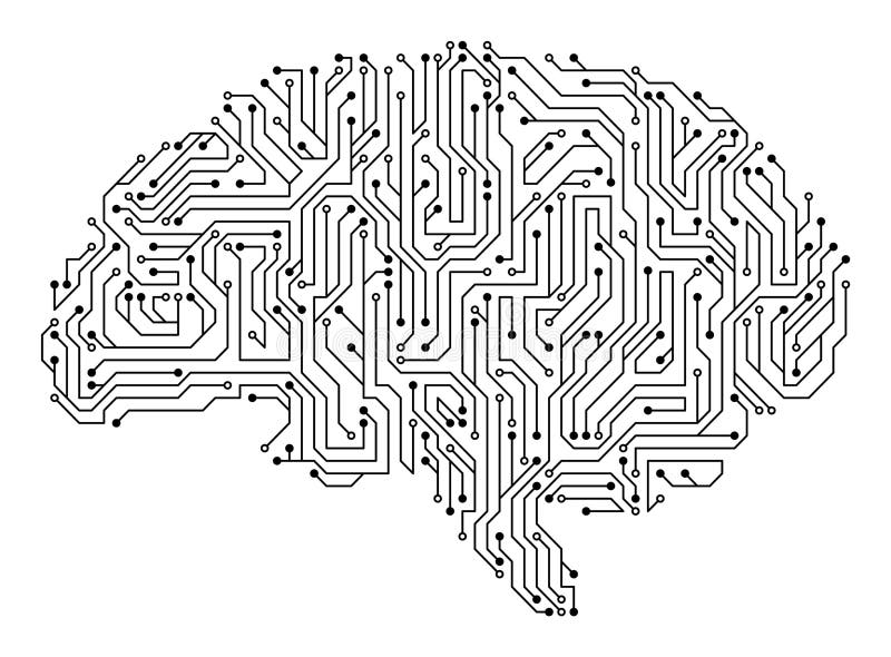 Brain with Circuit Board Texture. Digital Concept. Circuit Board ...