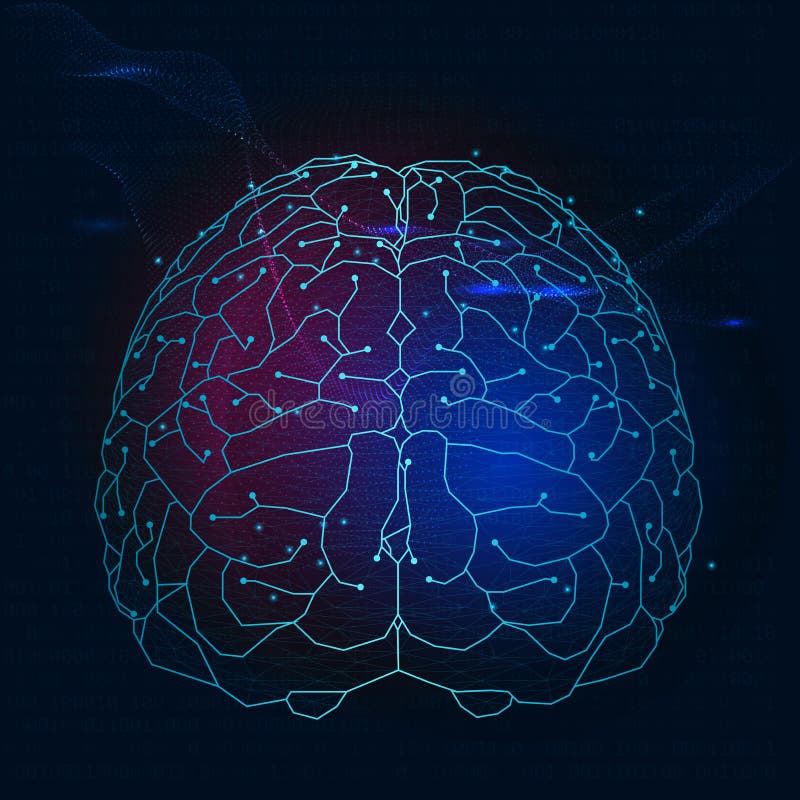 Brain with Circuit Board Texture. Digital Concept. Digitally Background ...