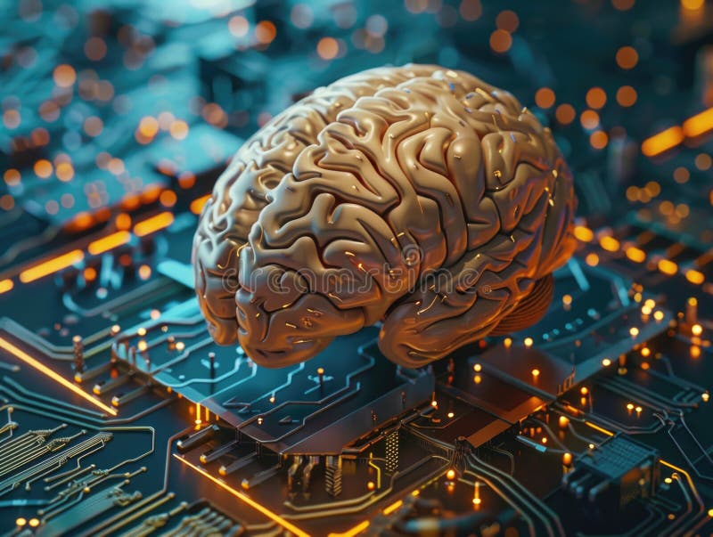 Brain and Circuit Boards Concept Stock Illustration - Illustration of ...