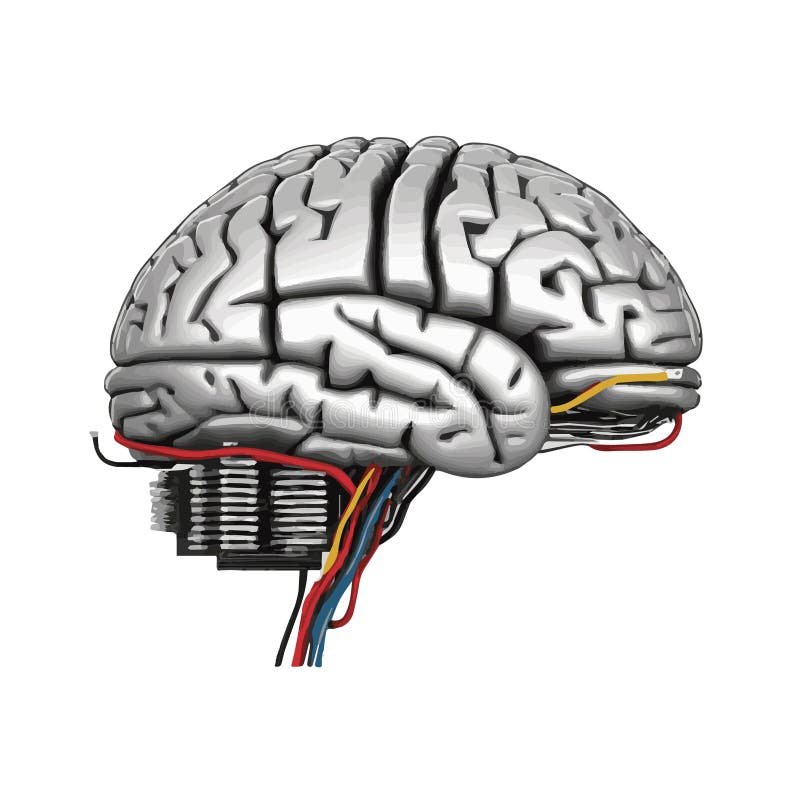 Brain and Circuit Vector Isolated on White Background Stock Vector ...