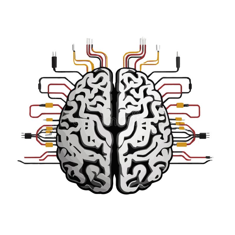Brain and Circuit Vector Isolated on White Background Stock Vector ...