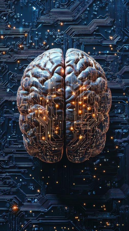 Brain with Circuitry and Electrical Connections Representing Technology ...