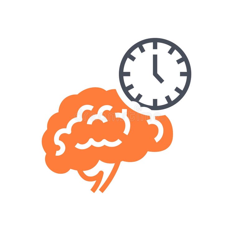 Brain with clock icon stock vector. Illustration of development - 273992797