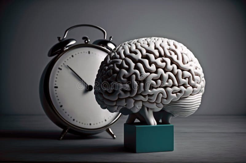 Brain with a Clock, Representing Time Management. Generative AI Stock ...