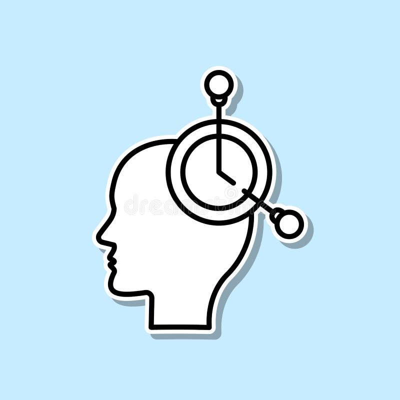 Brain, Clock Sticker Icon. Simple Thin Line, Outline Vector of Creative ...