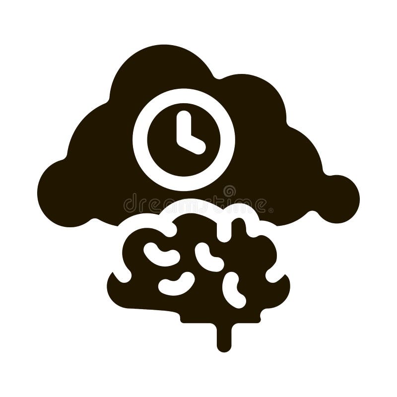Brain Cloud Clock Icon Vector Glyph Illustration Stock Vector ...