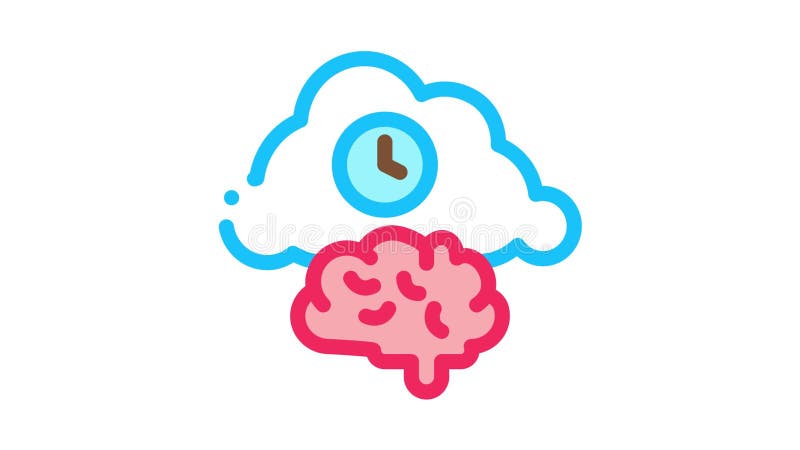Brain Cloud Clock Icon Animation Stock Footage - Video of pictogram ...