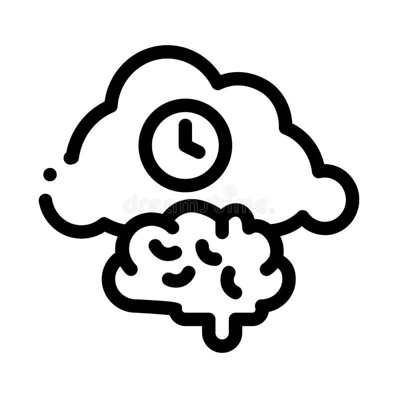 Brain Cloud Clock Icon Vector Outline Illustration Stock Vector ...