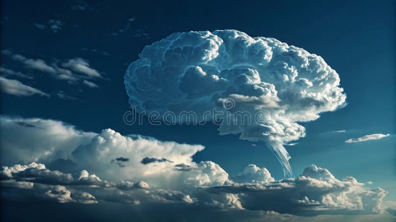 Brain Cloud Cumulus Composition, Blue Sky, Thought Concept Stock ...