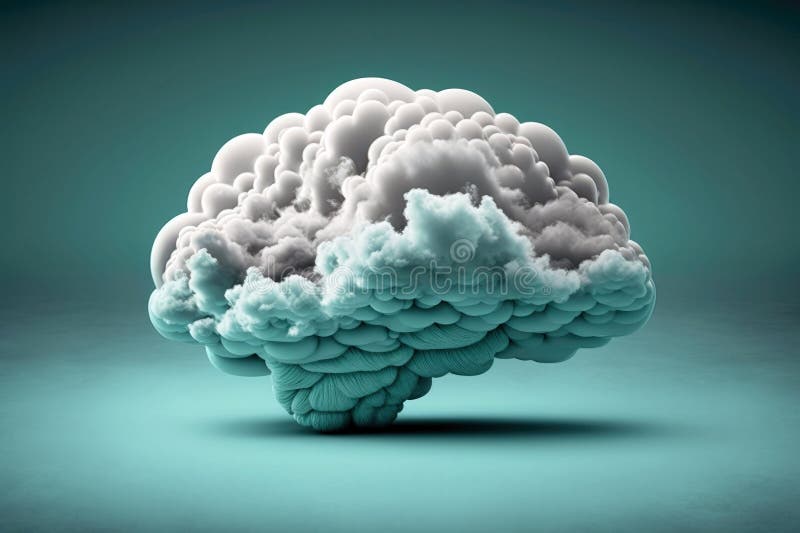 Brain with a Cloud, Representing Cloud Computing. Generative AI Stock ...