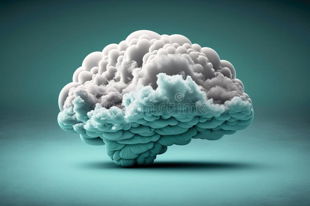 Brain with a Cloud, Representing Cloud Computing. Generative AI Stock ...