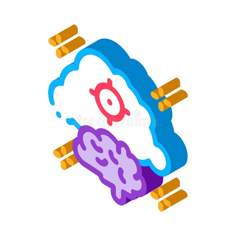 Brain Cloud Target Isometric Icon Vector Illustration Stock Vector ...