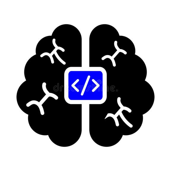 Brain Code Icon stock illustration. Illustration of graphic - 376224203
