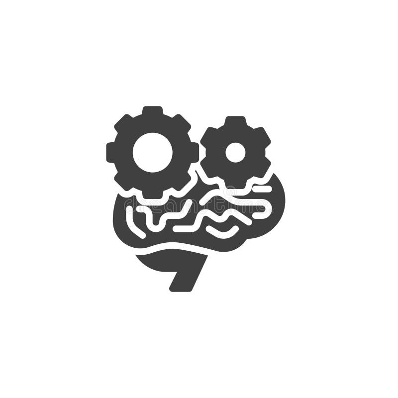 Brain with a Cog Vector Icon Stock Illustration - Illustration of ...