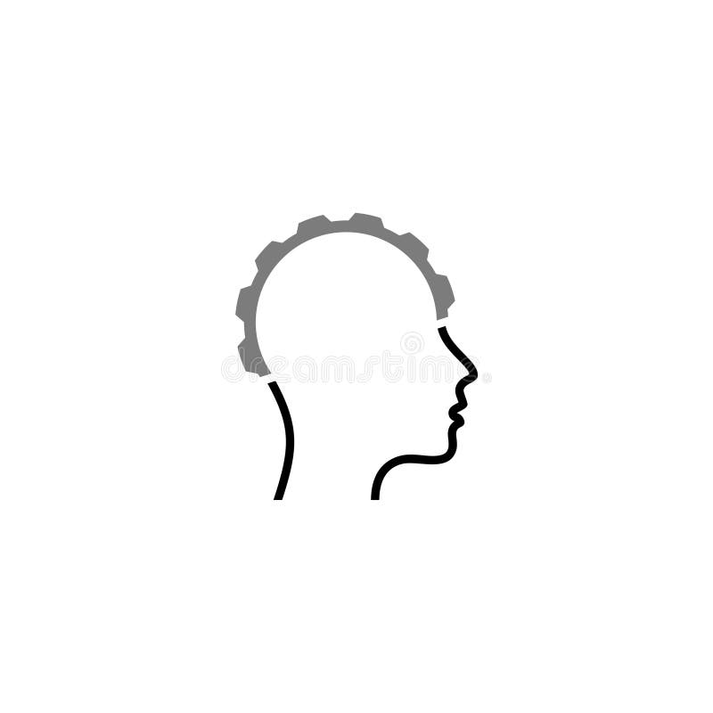 Brain and Cog Wheel Icon. Human Head Gear Concept Logo Stock Vector ...