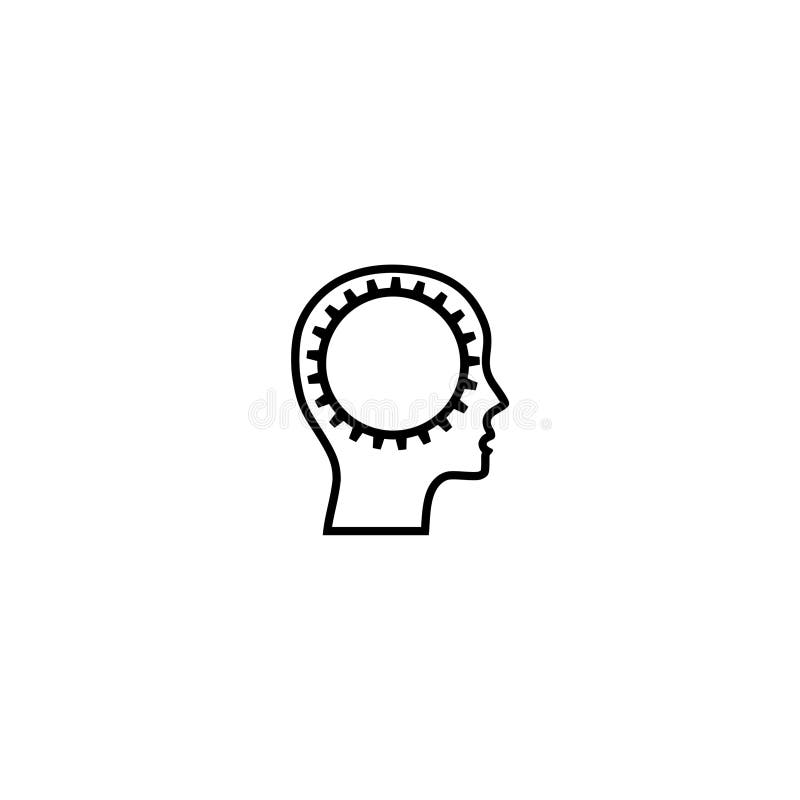 Brain and Cog Wheel Icon. Human Head Gear Concept Logo Stock ...