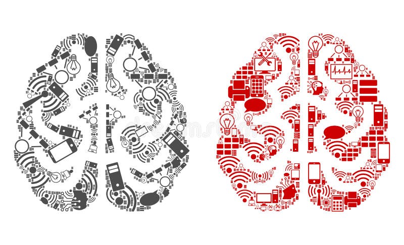 Brain Collage Icons for BigData Stock Vector - Illustration of ...