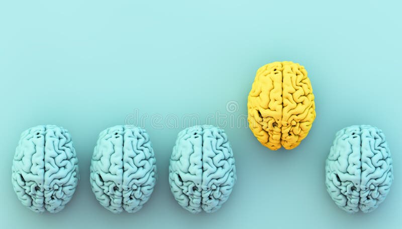 Brain Collection with One Highlighted Stock Illustration - Illustration ...