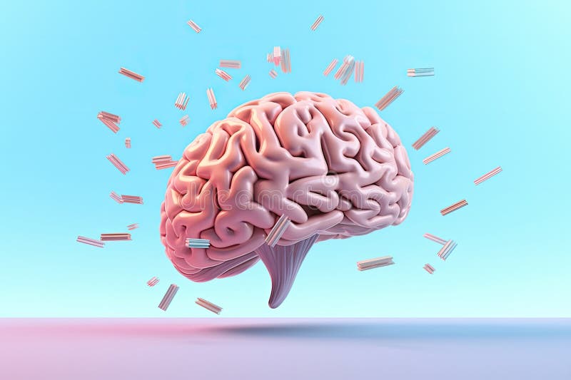 Brain on Color Bright Background, AI Generated Stock Illustration ...