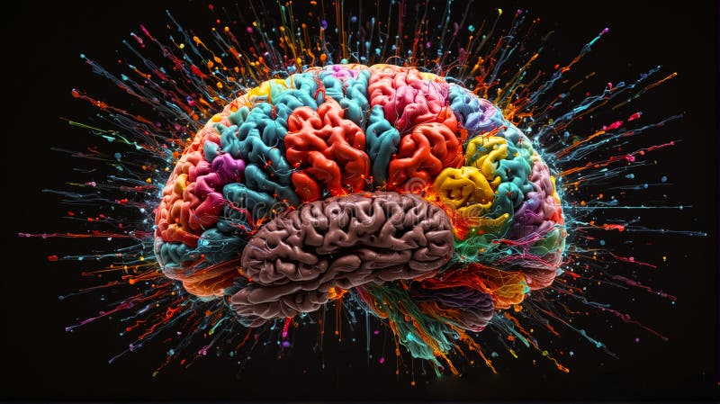 A brain with colored spots stock illustration. Illustration of ...