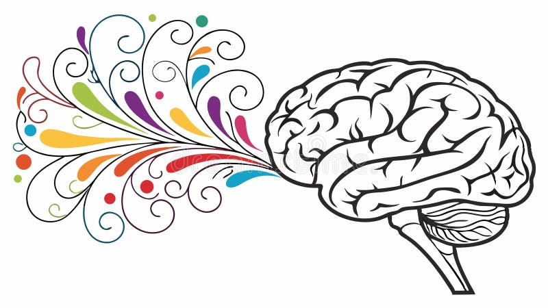 Brain with Colorful Creative Thoughts Abstract Illustration, Vector ...