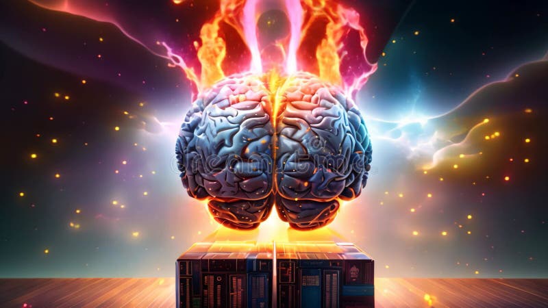 Brain Coming Out of an Open Book. 3D Illustration Stock Video - Video ...