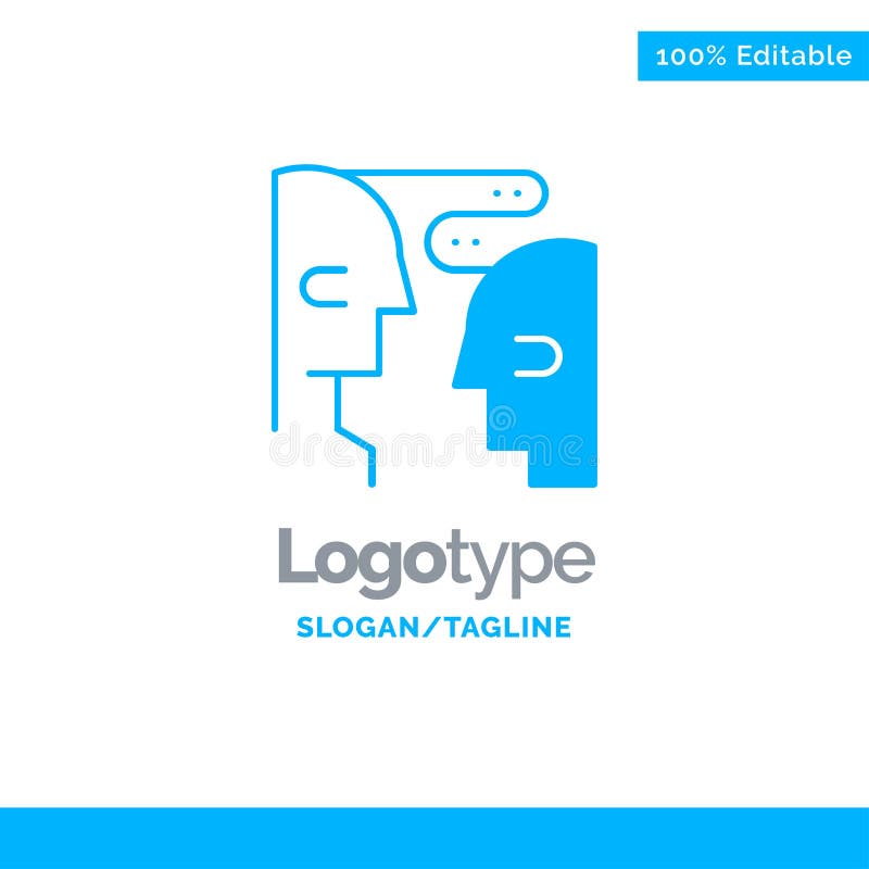 Brain, Communication, Human, Interaction Blue Solid Logo Template ...