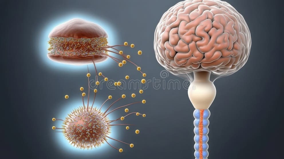 Brain Communication Visualization Neurons Neurotransmitters and Neural ...
