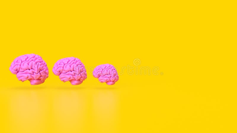 The Pink Brain on Yellow Background 3d Rendering Stock Illustration ...