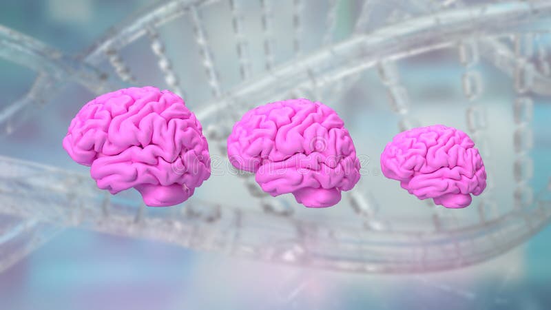The Pink Brain on DNA Background 3d Rendering Stock Illustration ...