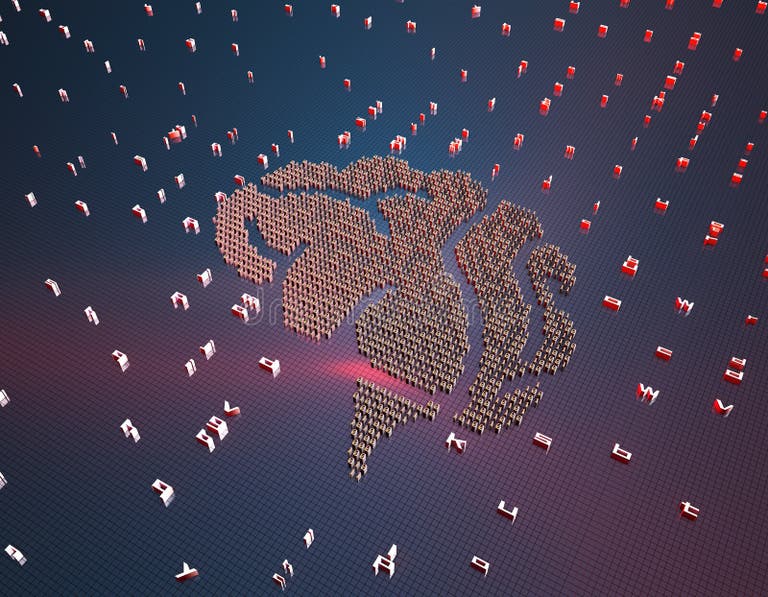 Brain Composed of Binary Code, Network Data Transmission, Program Core and Artificial ...