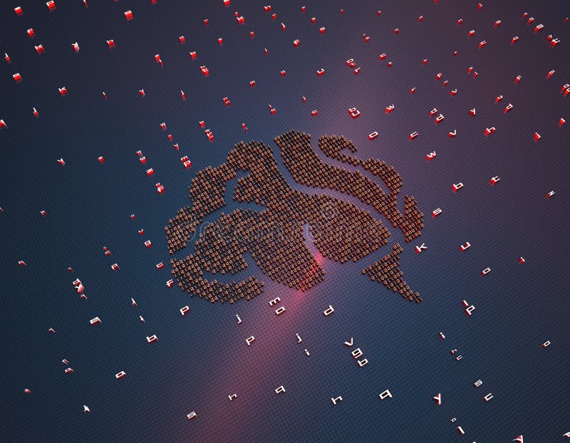 Brain Composed Of Binary Code Network Data Transmission Program Core And Artificial