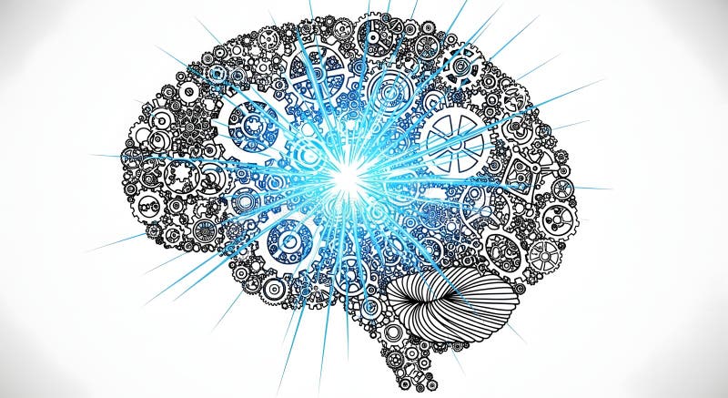 Brain Structure and Neural Thinking Concept with Gears and Energy Stock ...
