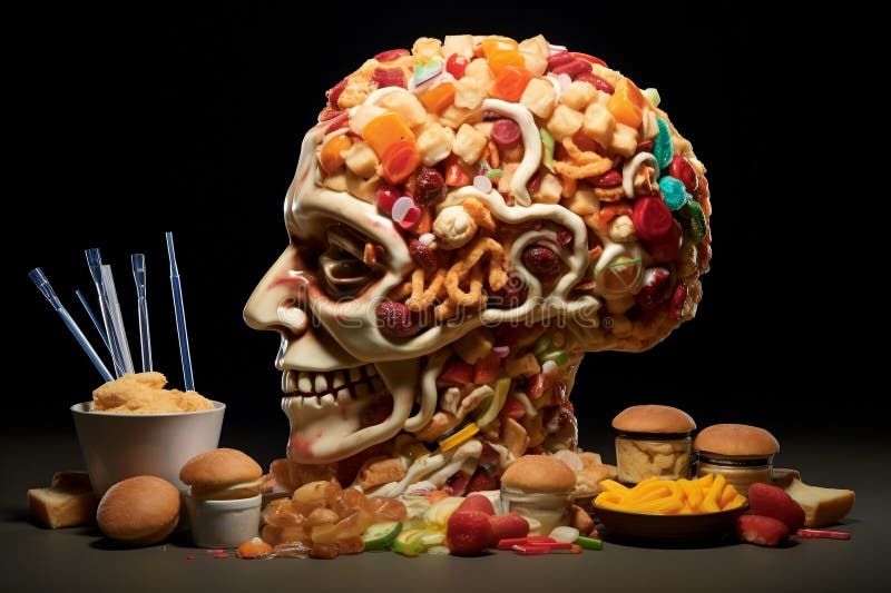 Brain Composed of Junk Food, Generative AI Stock Illustration ...