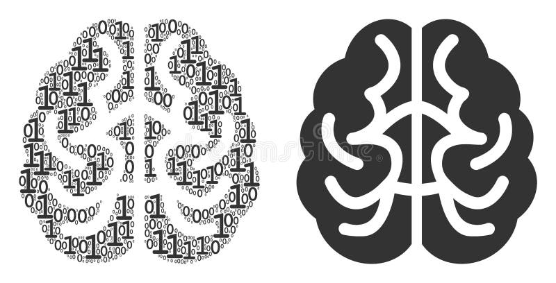 Brain Mosaic of Binary Digits Stock Vector - Illustration of medical ...