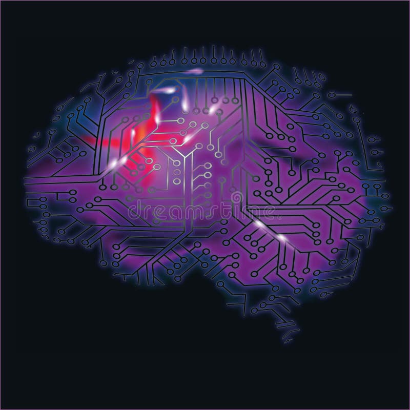 Brain, Computer and Brain Bleeding Stock Vector - Illustration of ...