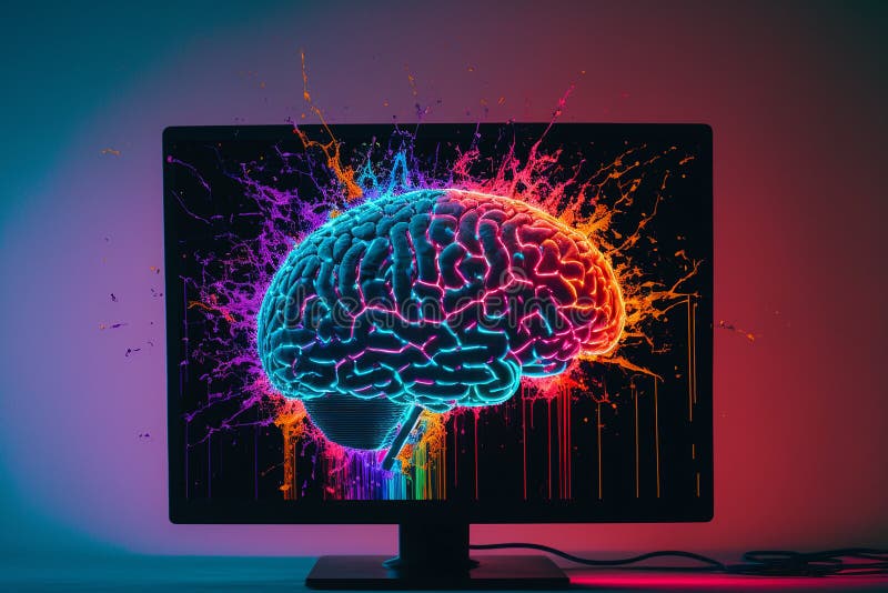 Brain on Computer Chip Background. Ai Generative Image Stock ...