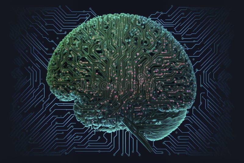 Brain on Computer Chip Background. Ai Generative Image Stock ...